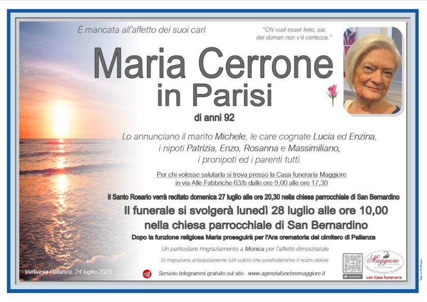 Maria Cerrone in Parisi - Agenzia Funebre Maggiore